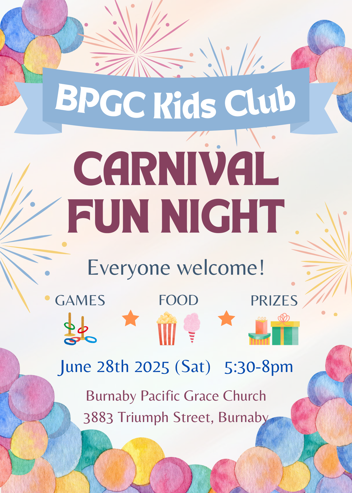 Kids Club Year-End Carnival - Burnaby Pacific Grace Church