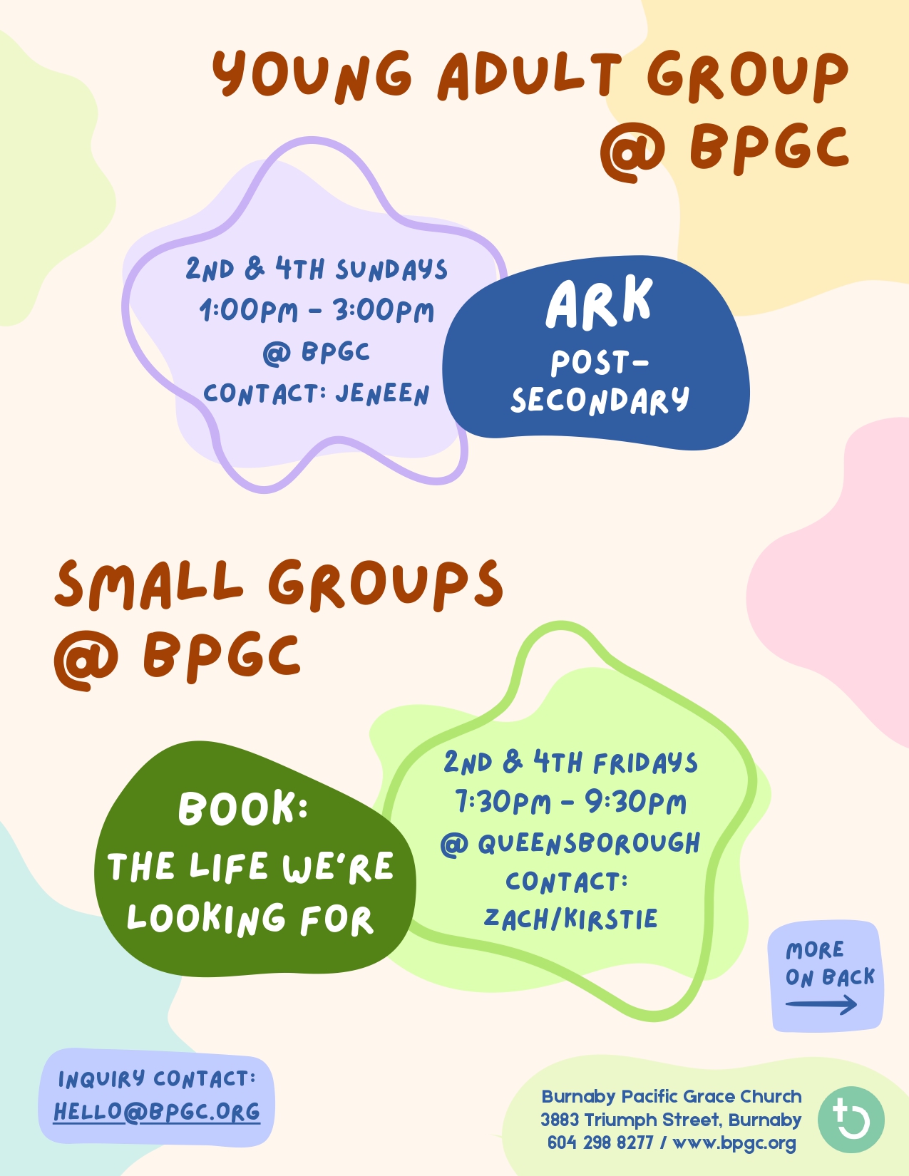 English Ministry Youth Groups & Small Groups 2024-2025 - Burnaby Pacific Grace Church